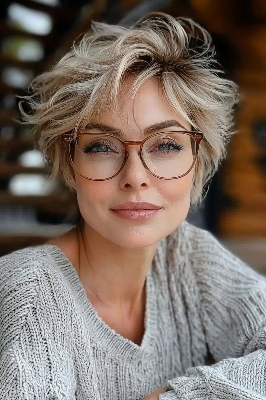 22 Perfect Choppy Pixie Cuts for Women Over 50 with Glasses - Belle ...