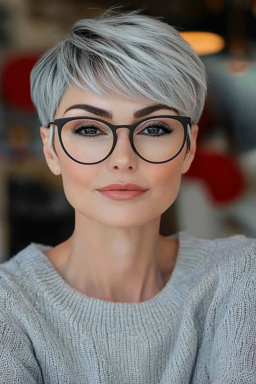 22 Perfect Choppy Pixie Cuts for Women Over 50 with Glasses - Belle ...