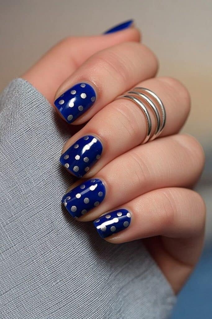 15 Creative Blue Polka Dot Nail Designs to Try