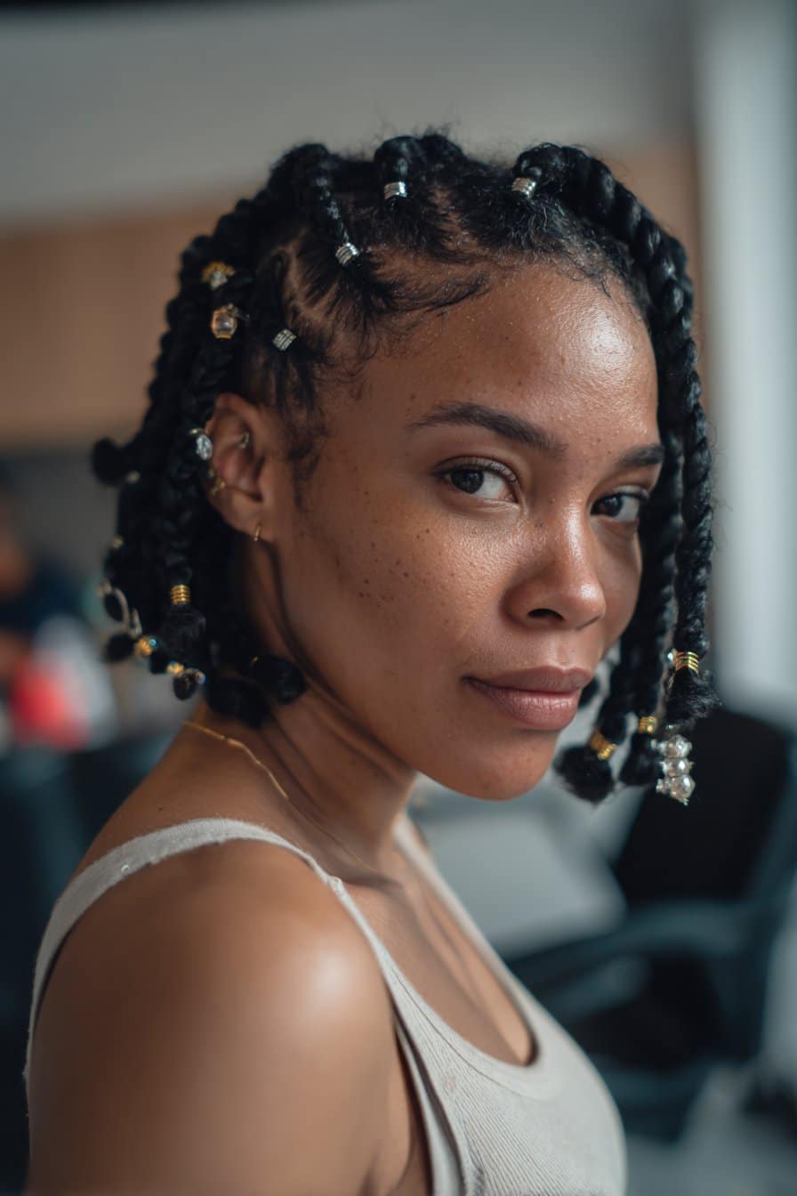 16 Stunning Short Fulani Braids with Beads to Try